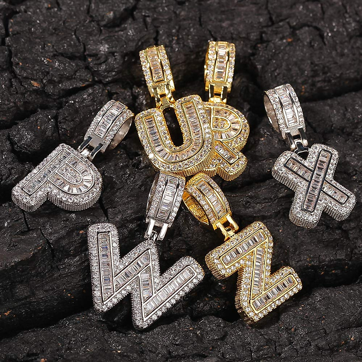 Custom Made Hip Hop Crystal Pendant Necklace Personalized Name Iced Out CZ Chain Silver Gold Copper Pendant wih Rope/Tennis Chain