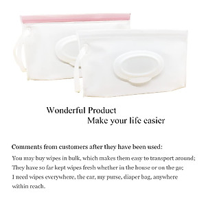 VOONGOR Portable Refillable Wet Wipe Pouch, Reusable Travel Wipes Holder & Case, Lightweight Flushable Diaper Wipes Container for Baby (4 Pack, Milk White)