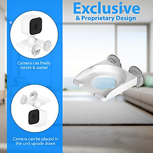 Blink Mini Compatible Secure Suction Mount Bracket with Dual Suction Cups Allows 360 Swivel – Affixes to Stainless Steel, Window Glass, Mirror and Smooth Surfaces (1 Mount)