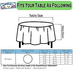 PARTY ULYJA Yellow 2 Pack Plastic Tablecloth Round 84 Inches Disposable Sunny Mustard Yellow Durable Table Covers for Dining, Birthday, Wedding, Picnic, Event and Outdoor Use