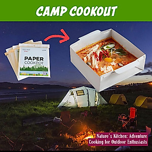 TECHEF - Foldable Paper Cookpot: The Revolutionary Disposable and Flame-Resistant Cooking Pot for Camping and Home Use, Compatible with Direct Flame and Induction Stovetops (5 sets) (3.16 qt)