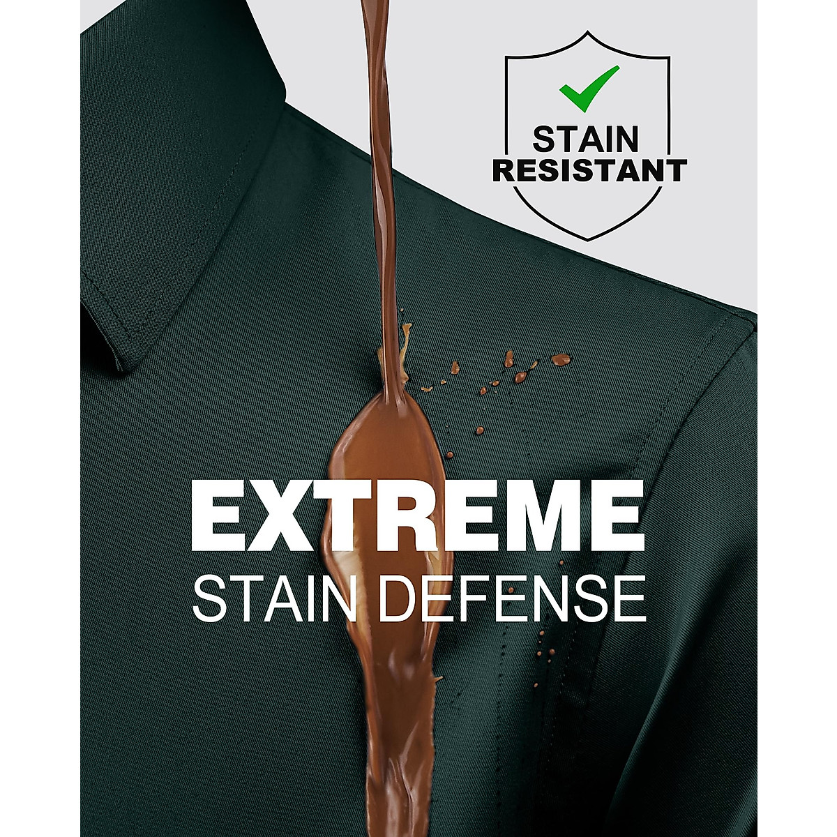 Alimens & Gentle Slim Fit Mens Dress Shirts Long Sleeve Dress Shirts for Men Stain Sheild Button Down Shirt Men Big Dark Green