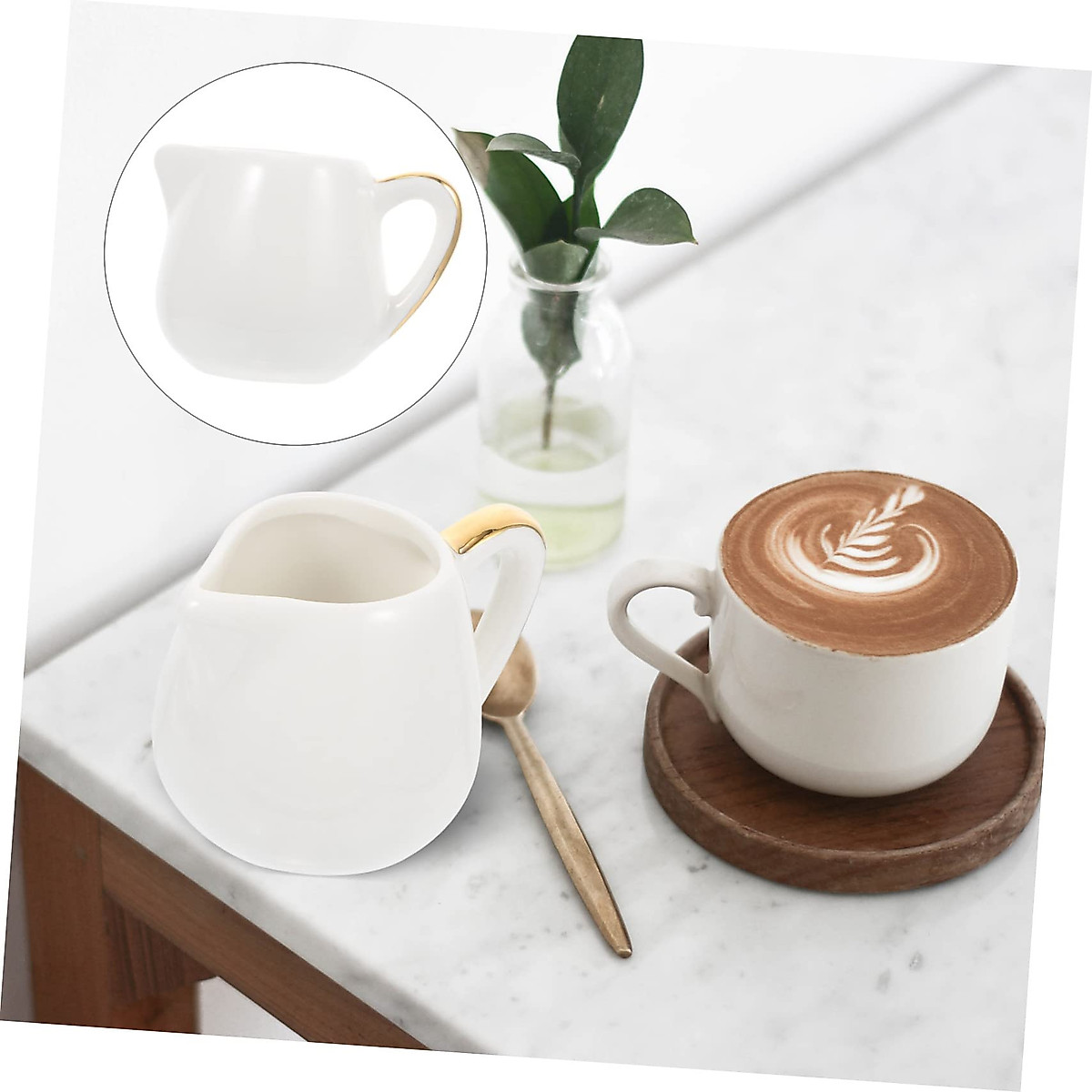 UPKOCH 1pc Milk Jug Cup Milk Creamer Pitcher Coffee Creamer Pitcher Ceramic Cream Jugs Porcelain Tea Cups Gravy Holder Soy Espresso Pot Ceramic Cup European Style Ceramics White Milk Foam