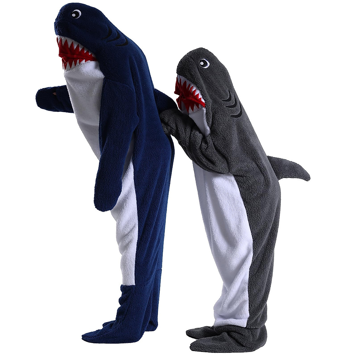 Yaruing Shark Wearable Blanket, Flannel Blanket Hoodie Onesie for Adult & Kids,Hooded Blanket with Sleeves, Soft Cozy Cosplay