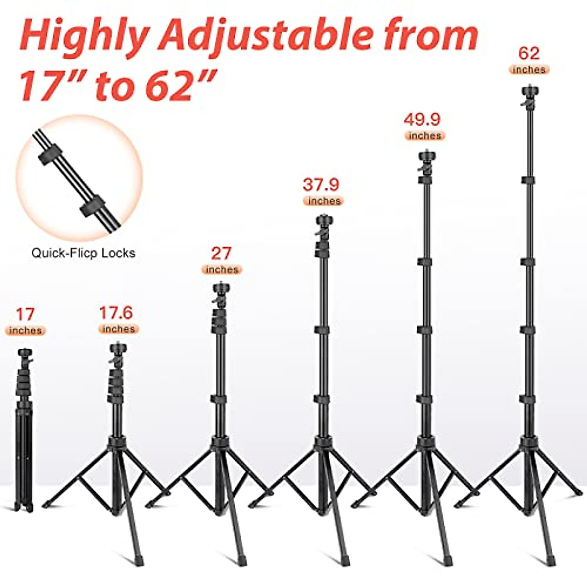 Eicaus 10'' Ring Light with 62'' Tripod Stand and Phone Holder, Selfie Phone Ringlight with Remote Great for Makeup, Video Call, and Live Streaming Black