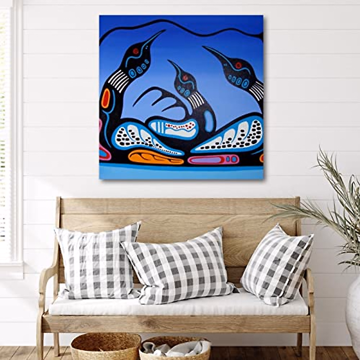 Birds Loons Canvas Prints Wall Art Paintings Wall Artworks Pictures for Living Room Bedroom Decoration, 24x24 Inch Home Bathroom Wall Decor Posters