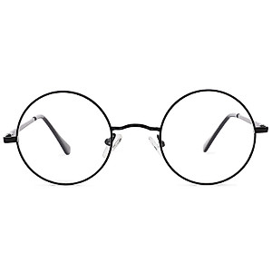 Pro Acme Non Prescription Clear Lens Glasses Retro Small Round Metal Frame (Black)