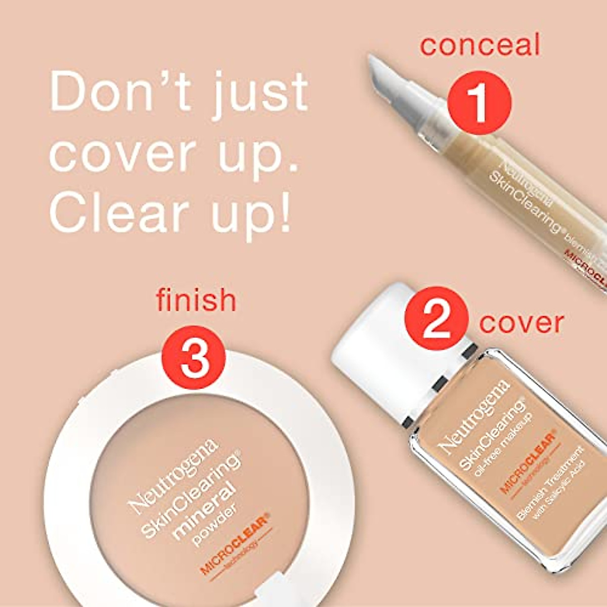 Neutrogena SkinClearing Oil-Free Acne and Blemish Fighting Liquid Foundation with.5% Salicylic Acid Acne Medicine, Shine Controlling Makeup for Acne Prone Skin, 20 Natural Ivory, 1 fl. oz