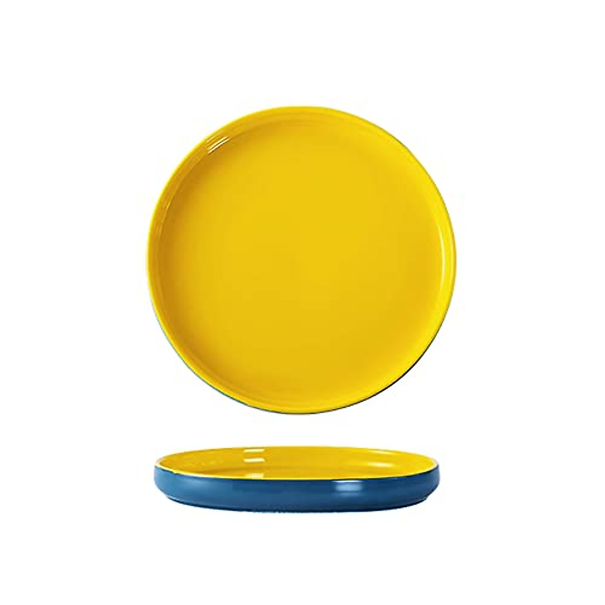 8 Inches Yellow&Blue Series Ceramic Dinner Plates-Set of 2 Kitchenware
