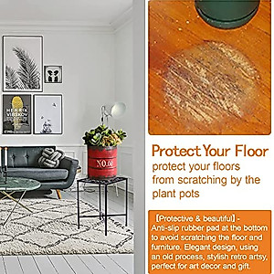 PPeen Plant Stand Indoor Outdoor for Flower Pot Heavy Duty Potted Holder Rustproof Waterproof Garden Container Supports Square Display Iron Rack for Planter, 2 Pack, Black