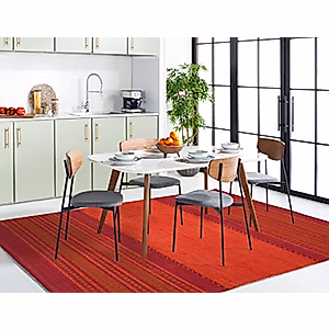 SAFAVIEH Montauk Collection Area Rug - 5' x 8', Orange & Red, Handmade Flat Weave Cotton, Ideal for High Traffic Areas in Living Room, Bedroom (MTK215A)