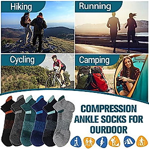 Merino Wool Ankle Hiking Socks Compression Warm Thermal Winter Thick Cushion Running Moisture Wicking No Show Socks Gifts Stocking Stuffers for Women Men 6 Pairs(Color Mix,M)