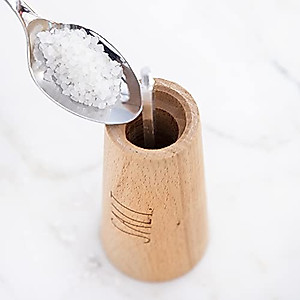 Rae Dunn Salt and Pepper Grinder Set of 2 - Bamboo Sea Salt Pepper Grinder - Classy Salt and Pepper Shakers - Pepper Mill & Salt Mill, Brown