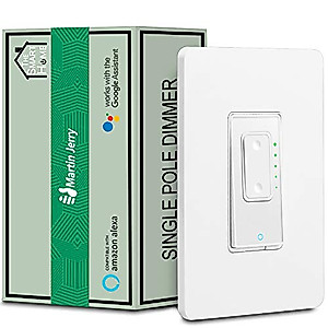 Smart Dimmer Switch by Martin Jerry | White, Supports LED, 2.4G WiFi, Voice Control via Echo & Google Home, a Neutral Wire is Necessary for Installation