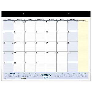 AT-A-GLANCE 2024 Desk Calendar, Monthly Desk Pad, 22" x 17", Standard, QuickNotes (SK7000024)