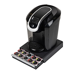 Mind Reader Single Serve Coffee Pod Drawer and Holder, 30 Capacity Coffee Station and Pod Capsule Storage Organizer, Pull Out Tray for Condiments, Coffee Accessories (Black, 12.60 x 10.55 x 2.50)