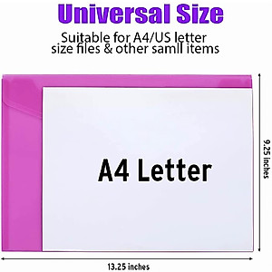 Sooez 32 Pack Plastic Envelopes Poly Envelopes, Clear Document Folders Plastic File Folders US Letter A4 Size File Envelopes, Waterproof Envelope Folders with Closure, Assorted Color