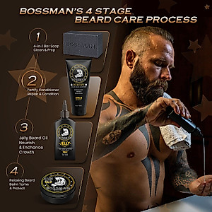 Bossman Fortify Intense Beard Conditioner - Shower Beard Wash, Moisturizer and Beard Softener for Men - Beard Growth Products - Made in USA (Gold Scent), 6 oz