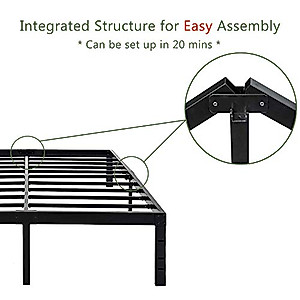 45MinST 18 Inch Platform Bed Frame/Easy Assembly Mattress Foundation / 3000lbs Heavy Duty Steel Slat/Noise Free/No Box Spring Needed,Queen
