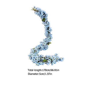 DOITOOL 2pcs Artificial Hydrangea Flower Vine Wisteria Vines Cattleya Flowers Plants for Wedding Party Home Garden Wall Decoration Sky- Blue