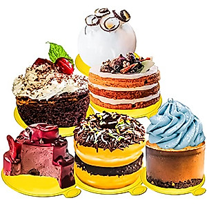 MotBach 200 Pcs Round Golden Cardboard, 3.5 Inch Round Mini Cake Boards, Mousse Cake Base, Cake Paper Board, Circle Patries Cardboard, Cupcake Base Display, Dessert Board