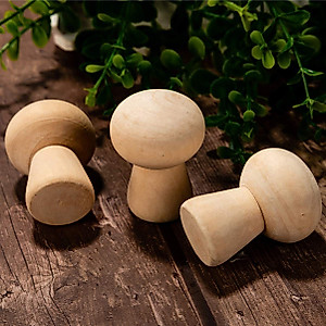 Kisangel 10pcs Wooden Mushroom Unfinished Wooden Peg Dolls Bodies Mushroom Head Kid Painting Wooden Doll for DIY Decoration Arts and Crafts Birch and Maple Wood Turnings