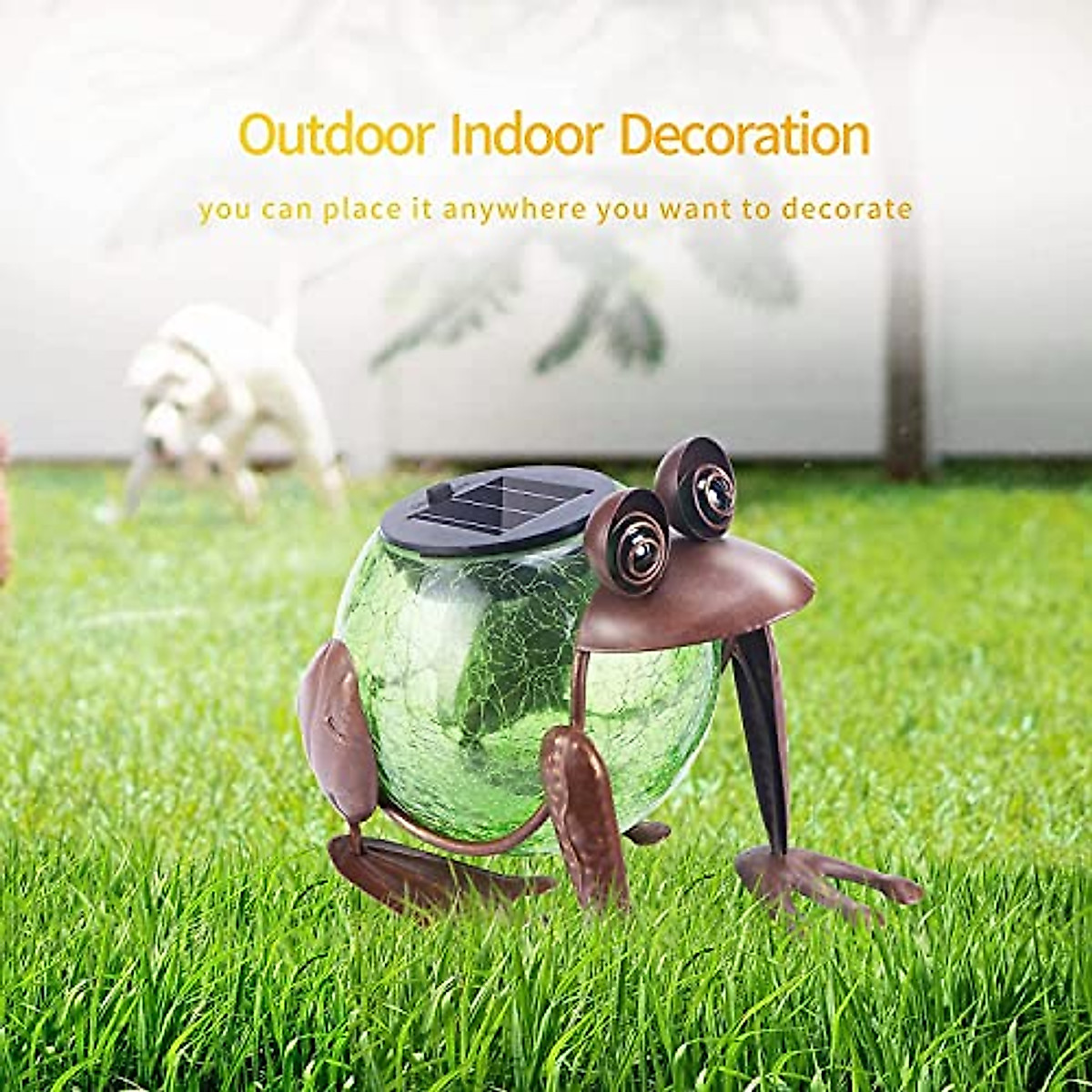MUMTOP Solar Lantern Outdoor Waterproof LED Solar Lights Frog Decorative Tabletop Lanterns for Patio Garden Table Decor