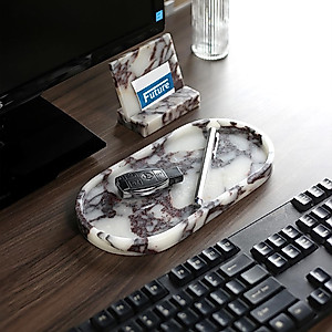 FutureStone 100% Natural Luxury Calaccata Viola Marble Small Hand Towel Tray Holder Organizer, Makeup Bathroom Holder