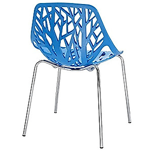 Modway Stencil Modern Stacking Kitchen and Dining Room Chair in Blue