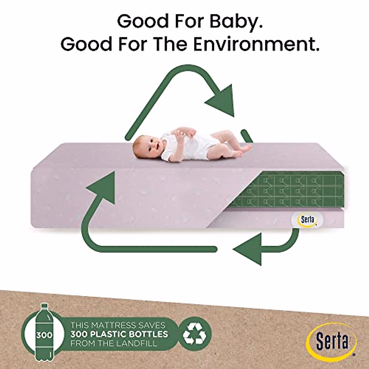 Serta Sertapedic Petals Dual Sided Premium Recycled Fiber Core Crib and Toddler Mattress - Waterproof - GREENGUARD Gold Certified - Trusted 7 Year Warranty - Made in USA Pink