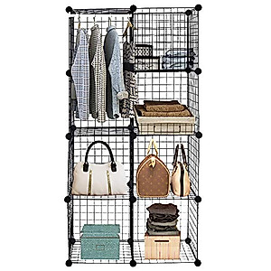 Tangkula Metal Wire Cube Storage, 8-Cube Stackable Free Standing Cubby Storage Organizer Shelf, Modular Shelving Grids, DIY Bookcase Closet Wardrobe Organization Storage Cubes