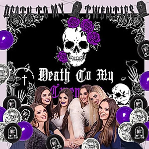 Death to My 20s Dirty 30 Birthday Decorations, Rip to My 20s Birthday Decorations, Black and Purple Balloons, Number 30 Balloon, Death to My 20s Banner Cake Topper Backdrop, Cupcake Toppers