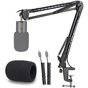 Razer Seiren X Mic Stand with Pop Filter - Mic Boom Arm and Windscreen Foam Cover Compatible with Razer Seiren X Streaming Microphone by YOUSHARES
