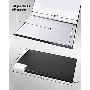 Premium Art Portfolio 3 Packs 11"x17" Presentation Book - Black Folder with Plastic Sleeves for Artwork Professional Display Book for Artists and Creatives