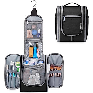 Narwey Small Hanging Travel Toiletry Bag Cosmetic Make up Organizer for Women and Men (Medium, Black)