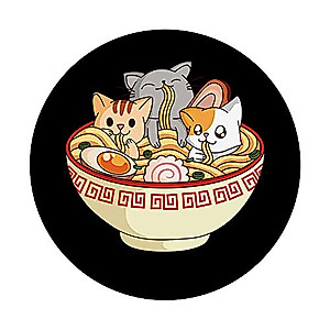 Anime Cat Japanese Ramen Life Noodle Foodie Gift PopSockets PopGrip: Swappable Grip for Phones & Tablets