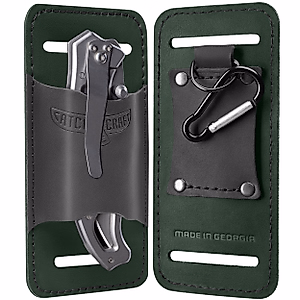 CatchandCraft Leather Knife Sheath for Belt - Pocket & Folding Knife Holster, Horizontal Carry Knife Holder, Small Case Pouch, Hidden EDC Organizer for Men, Shop Knife Sheaths