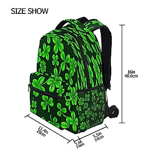 Kigai St. Patrick's Day Clover Backpack School Bag for Boys Girls,Laptop Backpack Lightweight Travel Bookbag Casual Daypack