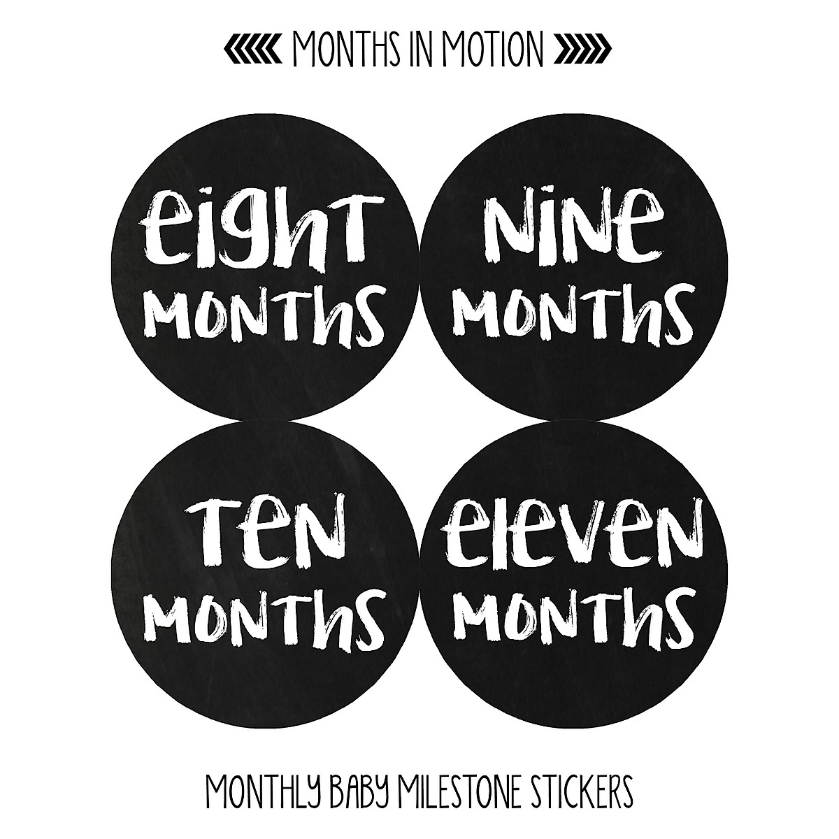 Months In Motion Baby Monthly Milestone Stickers - First Year Set of Baby Month Stickers for Newborn Photo Keepsakes (Gender Neutral - Boy or Girl Set of 20)