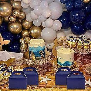 Navy Blue Treat Boxes 24 PCS Blue Candy Cake Gift Box DIY Favors Bag Snack Goodie Cardboard Dessert Boxes Prefect for Navy Blue Themed Birthday Party Gift Giving Wedding Baby Shower Graduation Party Supplies