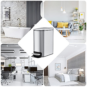 BETHEBEST 6 Liter/1.6 Gallon Bathroom Trash Can with Lid,Stainless Steel Trash Can with Removable Wastebasket for Bathroom,Office,Bedroom(Silver)