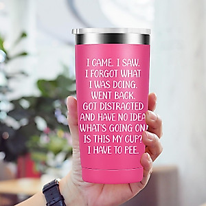 KIKERRO Fun Birthday Gifts for Women - I Came I Saw Coffee Mug Drinking Cups for Elderly Senior Citizen - 40, 50, 60, 70 Year Old Gag Gift for Female Her, 20oz Stainless Steel Insulated Tumbler