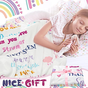 HunnmingRe 60" x 50" 10 Year Old Girl Birthday Gifts Throw Blankets 10th Birthday Decorations for Girl Soft Flannel Boho Rainbow Throw Blanket Presents for Girl Thanksgiving Christmas Birthday Party