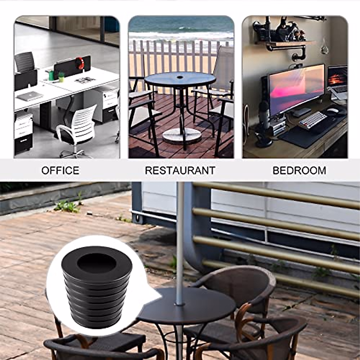 Patio Umbrella Cone Umbrella Wedge Plug and Silicone Table Umbrella Hole Ring Plug with Cap Set for Outdoor Patio Umbrella, Fits Umbrella Pole Diameter 1.5 Inch (transparent)