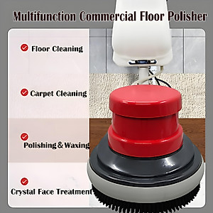 HayWHNKN Floor Polisher Commercial Floor Scrubber Buffer Carpet Buffer Scrubber 17" Heavy Duty Polisher Machine 154RPM Multifunctional Carpet Cleaner with 3Gal Water Tank 110V