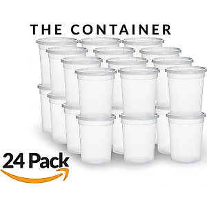 THE CONTAINER 32oz deli containers with lids | 24 Large 1 Quart Leakproof Clear Plastic Storage Containers with Lids | Microwavable, Freezer