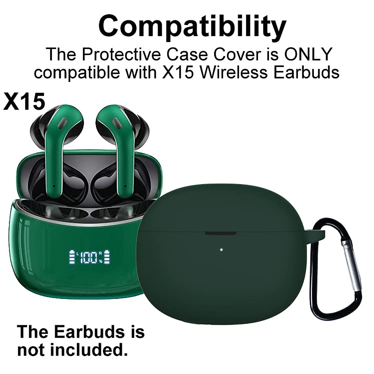 Smaate Silicon Case Cover Compatible with ZINGBIRD X15 Earbuds, Protective Case with Keychain