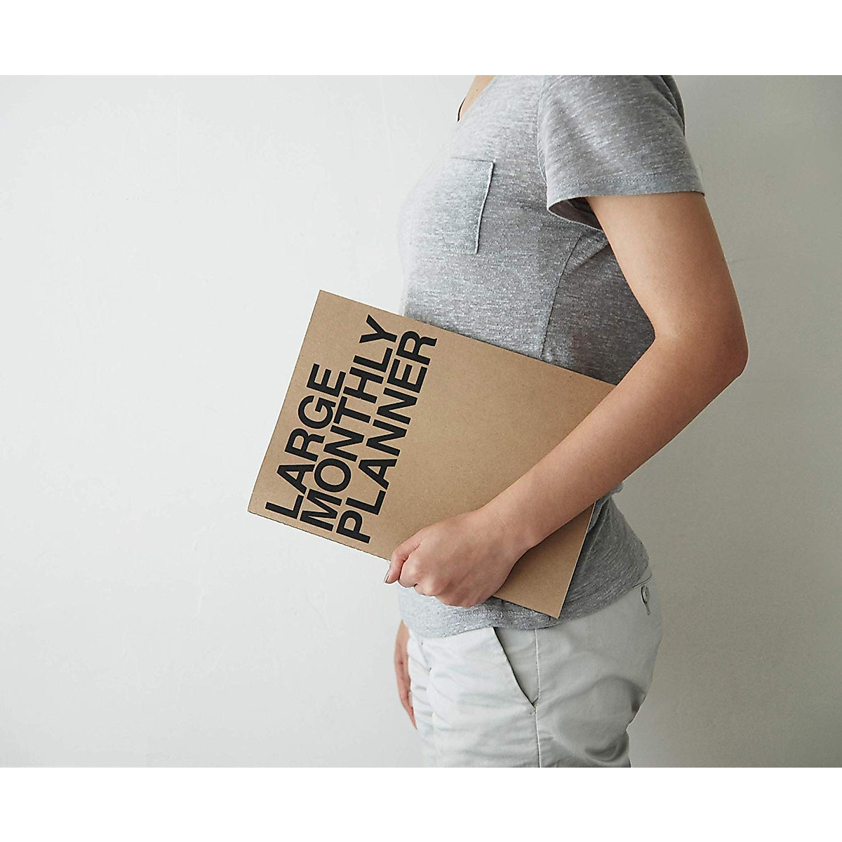 JSTORY Large Monthly Planner Lays Flat Undated Year Round Flexible Cover Goal/Time Organizer Thick Paper Eco Friendly Customizable Stitch Bound A4 16 Months 18 Sheets Kraft 8.46 x 11.61 Inches