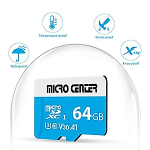 Micro Center 64GB microSDXC Card 5 Pack, Nintendo-Switch Compatible Micro SD Card, UHS-I C10 U3 V30 4K UHD Video A1 R/W Speed up to 95/30 MB/s Flash Memory Card with Adapter (64GB x 5)