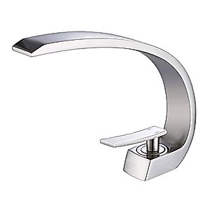 Wovier Brushed Nickel Bathroom Sink Faucet,Unique Design Single Handle Single Hole Brass Lavatory Vanity Faucet,Basin Mixer Tap with Supply Hose
